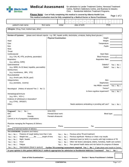 Patient Assessment Form