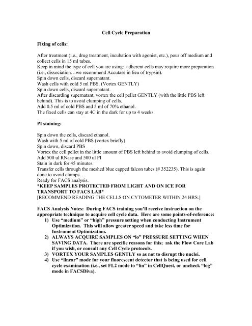 Cell Cycle Staining Protocol