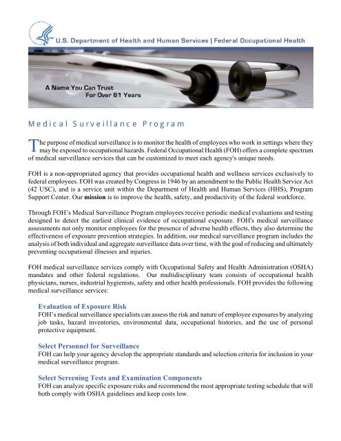 Medical Surveillance Program - Federal Occupational Health - U.S.