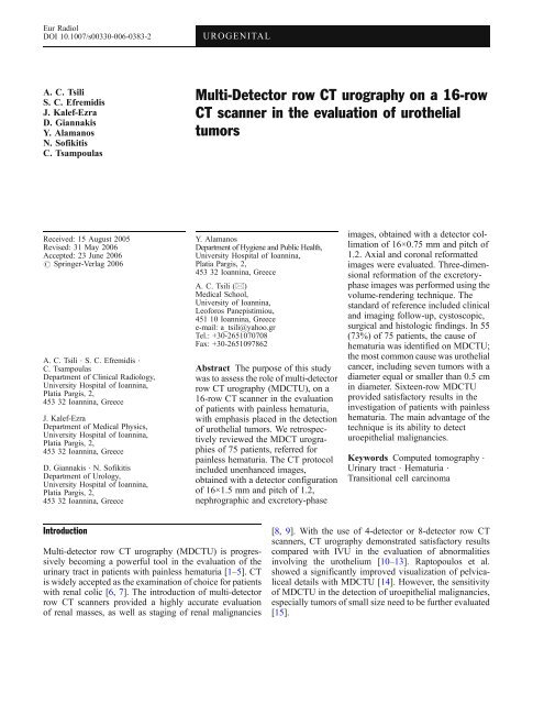 Multi-Detector row CT urography on a 16-row CT scanner in the ...