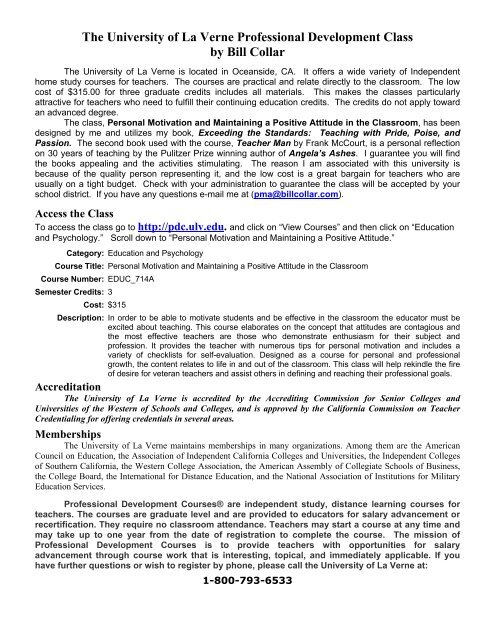 The University of La Verne Professional Development ... - Bill Collar