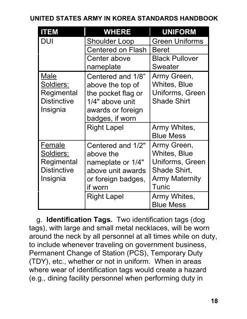 UNITED STATES ARMY IN KOR