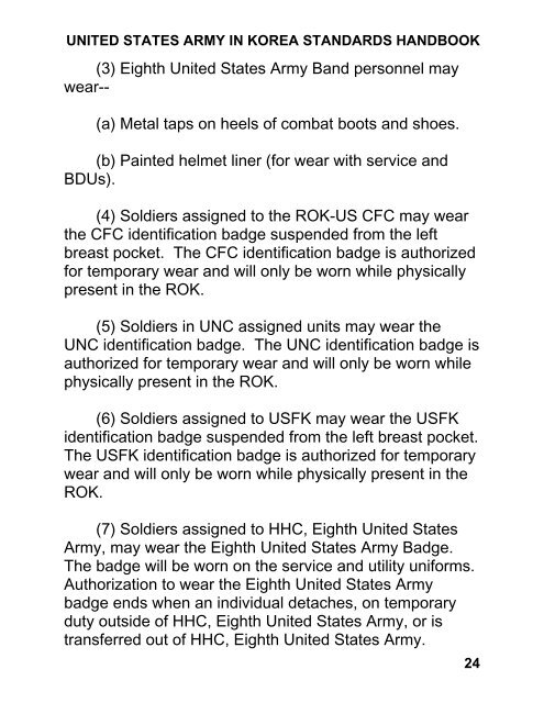 UNITED STATES ARMY IN KOR