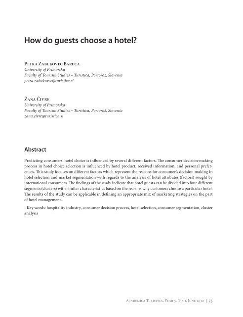 How do guests choose a hotel?