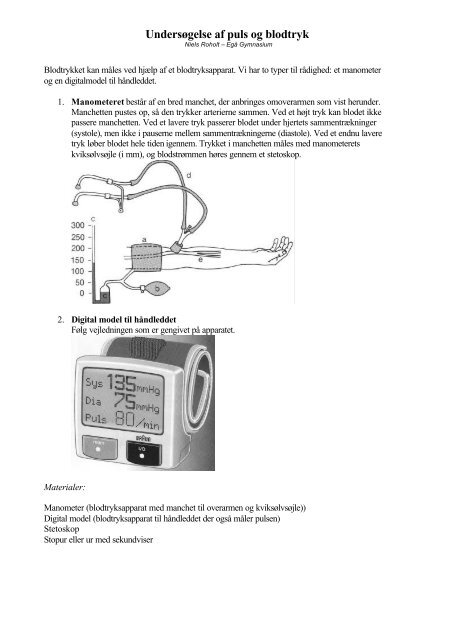 UndersÃ¸gelse af puls og blodtryk - Velkommen til EgÃ¥ Gymnasium