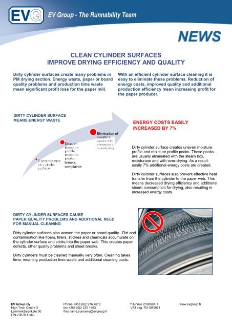 clean cylinder surfaces improve drying efficiency and quality