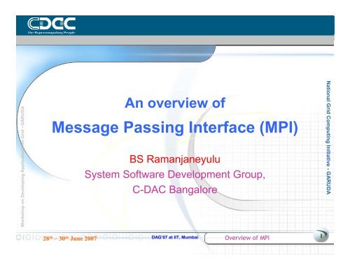 Message Passing Interface (MPI) - Garuda Message Passing Interface (MPI) - Garuda