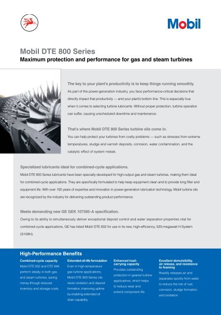 Mobil DTE 800 Series — Performance - Mobil™ Industrial Lubricants