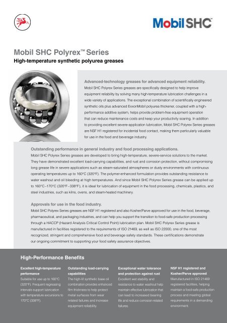 Mobil SHC Polyrex Series - Mobil™ Industrial Lubricants