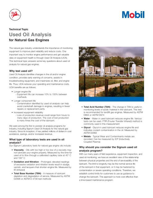 Used Oil Analysis for Natural Gas Engines - Mobil™ Industrial ...