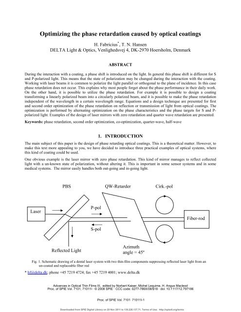 Optimizing the phase retardation caused by optical coatings - Delta