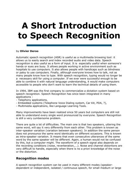 Introduction Of A Speech