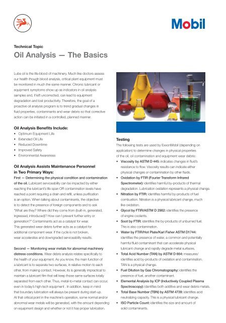 Oil Analysis — The Basics - Mobil™ Industrial Lubricants