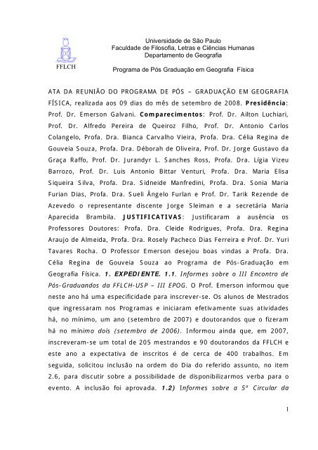 FFLCH Universidade de SÃ£o Paulo Faculdade de Filosofia, Letras e ...