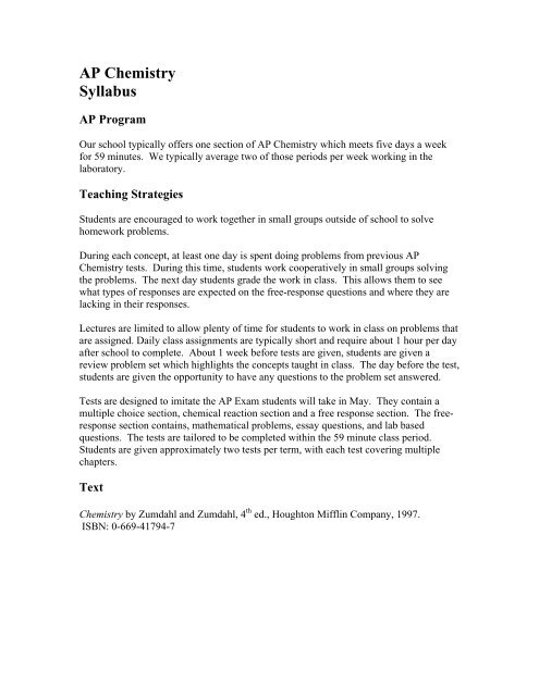 AP Chemistry Syllabus - MCS Welcome Page