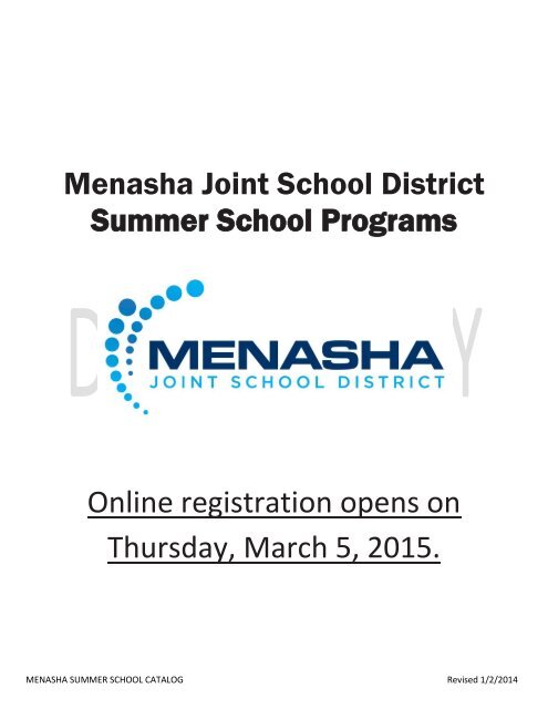Menasha Joint School District Summer School Ed-Venture Online ...