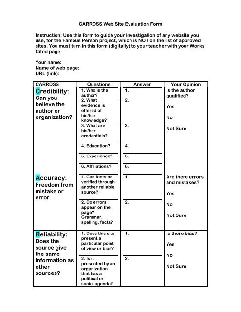 CARRDSS Worksheet