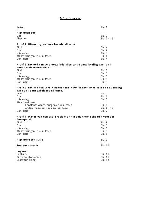 Inhoudsopgave: Intro Blz.