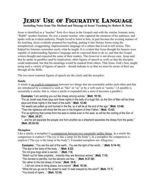 Jesus' Use of Figurative Language - Eldrbarry's Story Telling Page