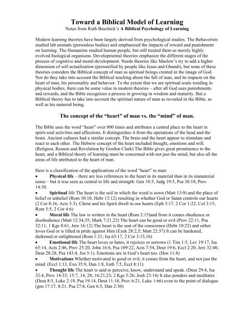 Toward a Biblical Model of Learning