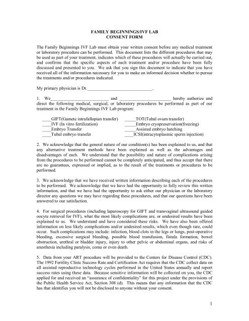 IVF Lab Consent Form - Family Beginnings