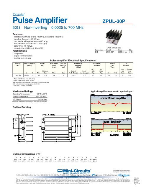 Pulse Amplifier Coaxial ZPUL-30P - Mini-Circuits