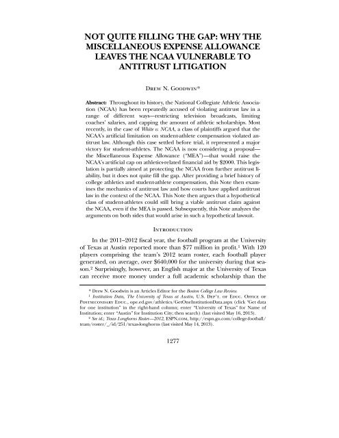 Why the Miscellaneous Expense Allowance for Student-Athletes ...