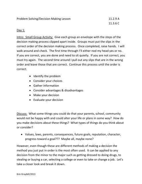 Decision Making Lesson & Dani Story Activity