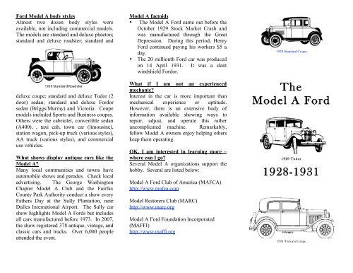 The Model A Ford 1928-1931 - Model A Ford Club of America
