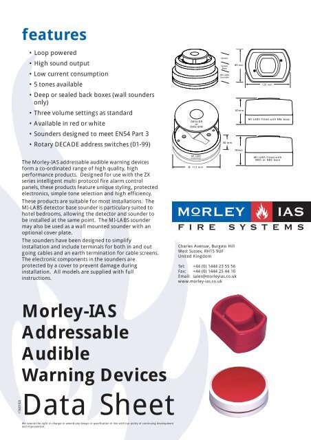 Morley-IAS Addressable Audible Warning Devices - Vedantsystems ...