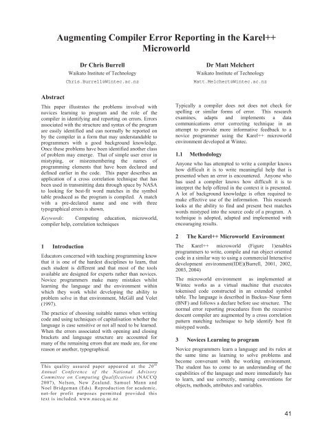 Augmenting Compiler Error Reporting in the Karel++ Microworld