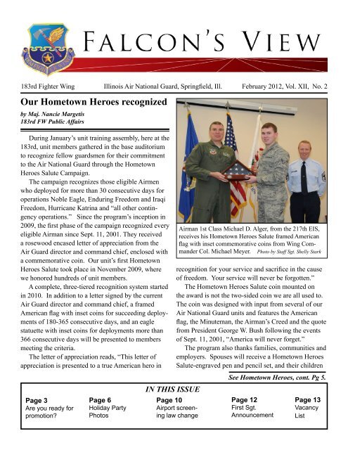 Our Hometown Heroes recognized - 183rd Fighter Wing, Illinois ANG