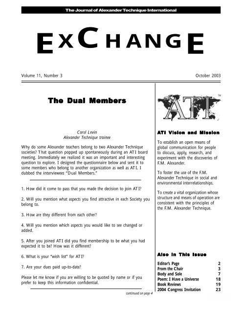 EXCHANGE - Alexander Technique International