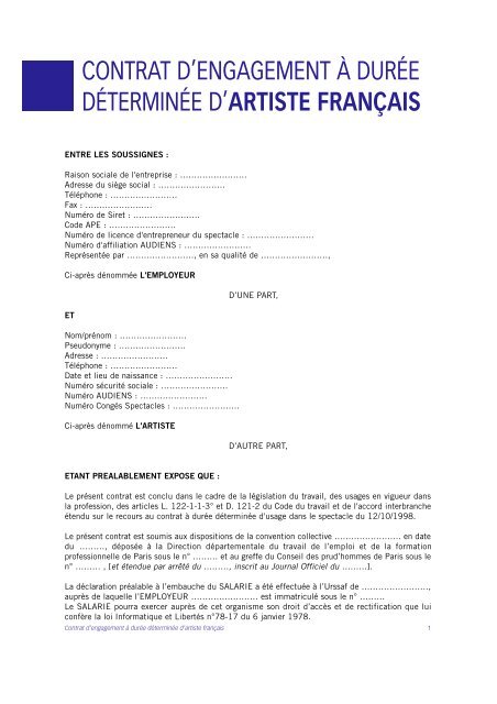 CONTRAT D'ENGAGEMENT Ã DURÃ E ... - Arcade PACA CONTRAT D'ENGAGEMENT Ã DURÃ E ... - Arcade PACA