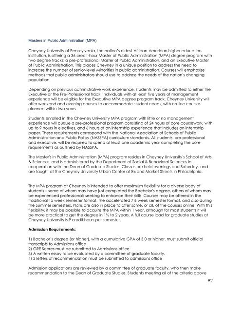 Masters in Public Administration (MPA) Cheyney University of ...
