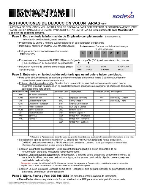 ADP OCR Voluntary Deduction Form - I am Sodexo