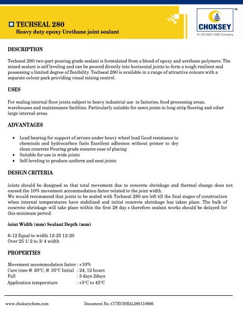 TECHSEAL 280 - Choksey Chemical