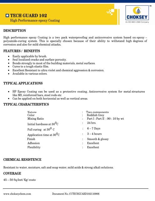 TECH GUARD 102 - Choksey Chemical