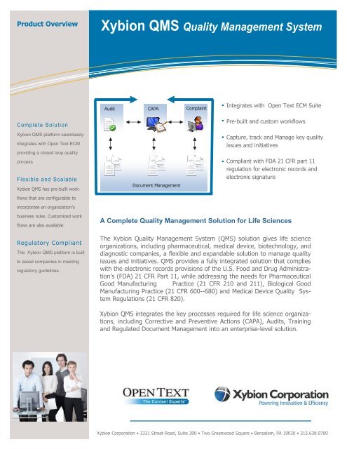 Xybion QMS Quality Management System