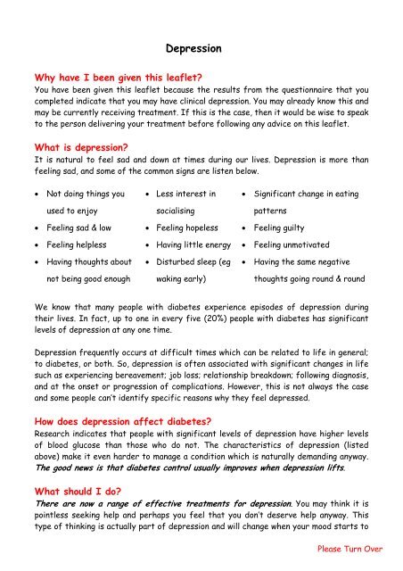 Depression Why have I Been Given This Leaflet? - NHS Lanarkshire