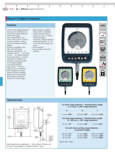Features Technical Data MaxÂµmÂ® III Digital Comparator