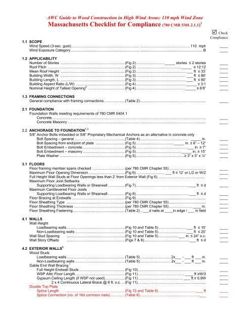 WFCM Checklist - Town of Scituate