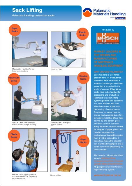 Sack Lifting - Busch Vacuum Technics