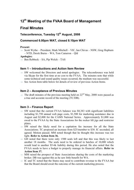 2008 BoM Minutes - Formula Vee Australia