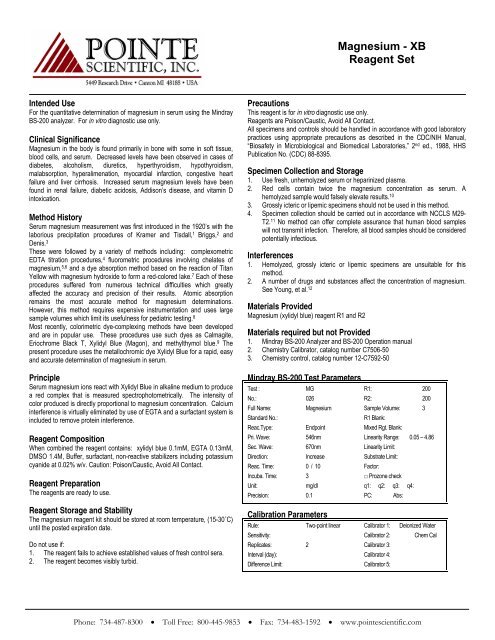 12-HM729-160 - Pointe Scientific, Inc.
