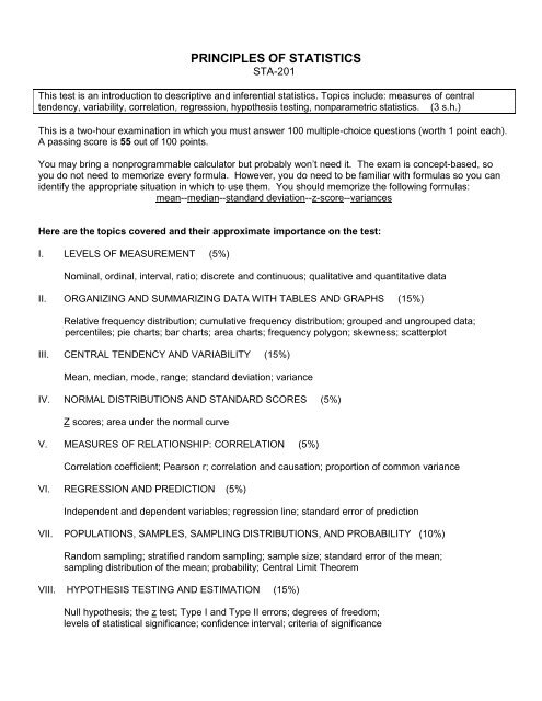 PRINCIPLES OF STATISTICS