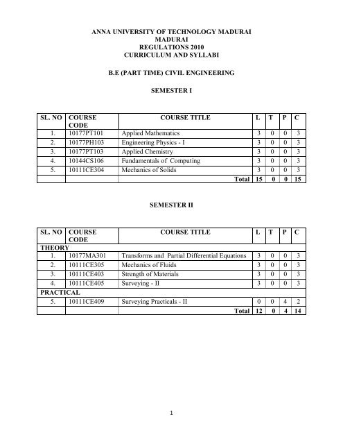 B.E(Civil Engineering) - Anna University