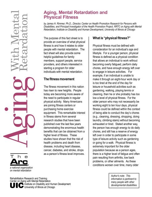 Aging, Mental Retardation and Physical Fitness - rrtcadd