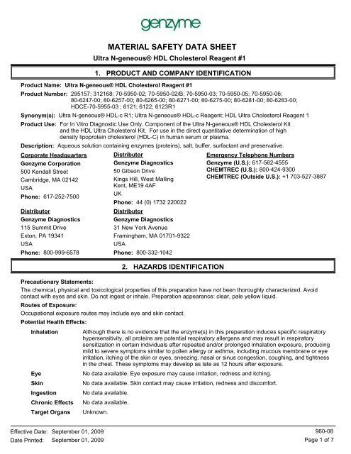 MATERIAL SAFETY DATA SHEET - BioPacific Diagnostic Inc.