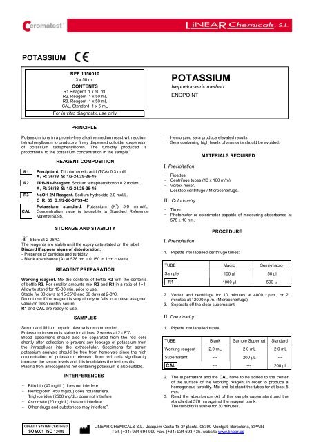 POTASSIUM - LINEAR CHEMICALS